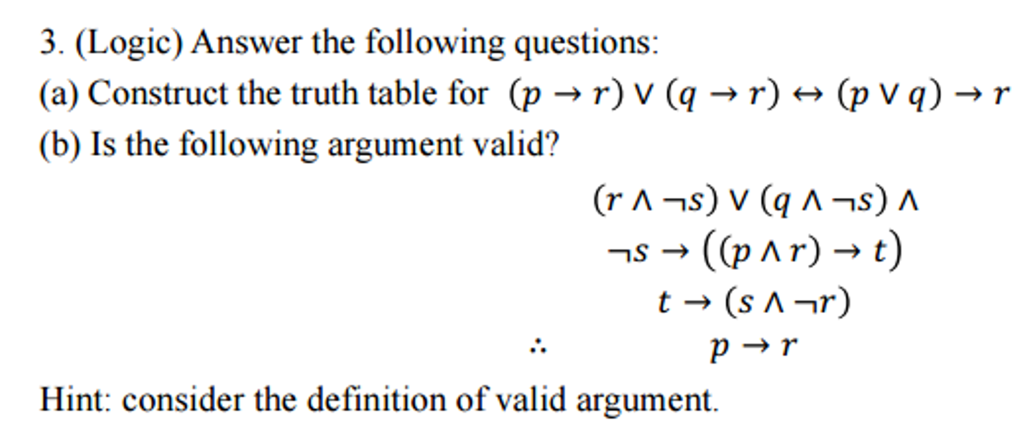 Solved Construct the truth table for (p rightarrow r) (q | Chegg.com