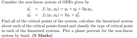 Solved Consider the non-linear system of ODEs given by Find | Chegg.com