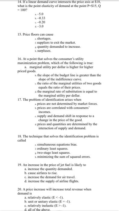 Solved If a linear demand curve intersects the price axis 3t | Chegg.com