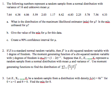 Solved The following numbers represent a random sample from | Chegg.com