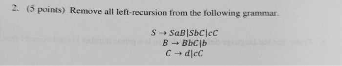 Solved Remove all left-recursion from the following grammar. | Chegg.com