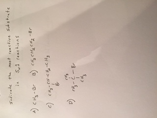 Solved Indicate the most reactive substrate in SN1 | Chegg.com