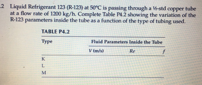 Solved Liquid Refrigerant 123 (R-123) at 50 degree C is | Chegg.com