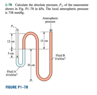 Solved Calculate the absolute pressure, P_1, of the | Chegg.com