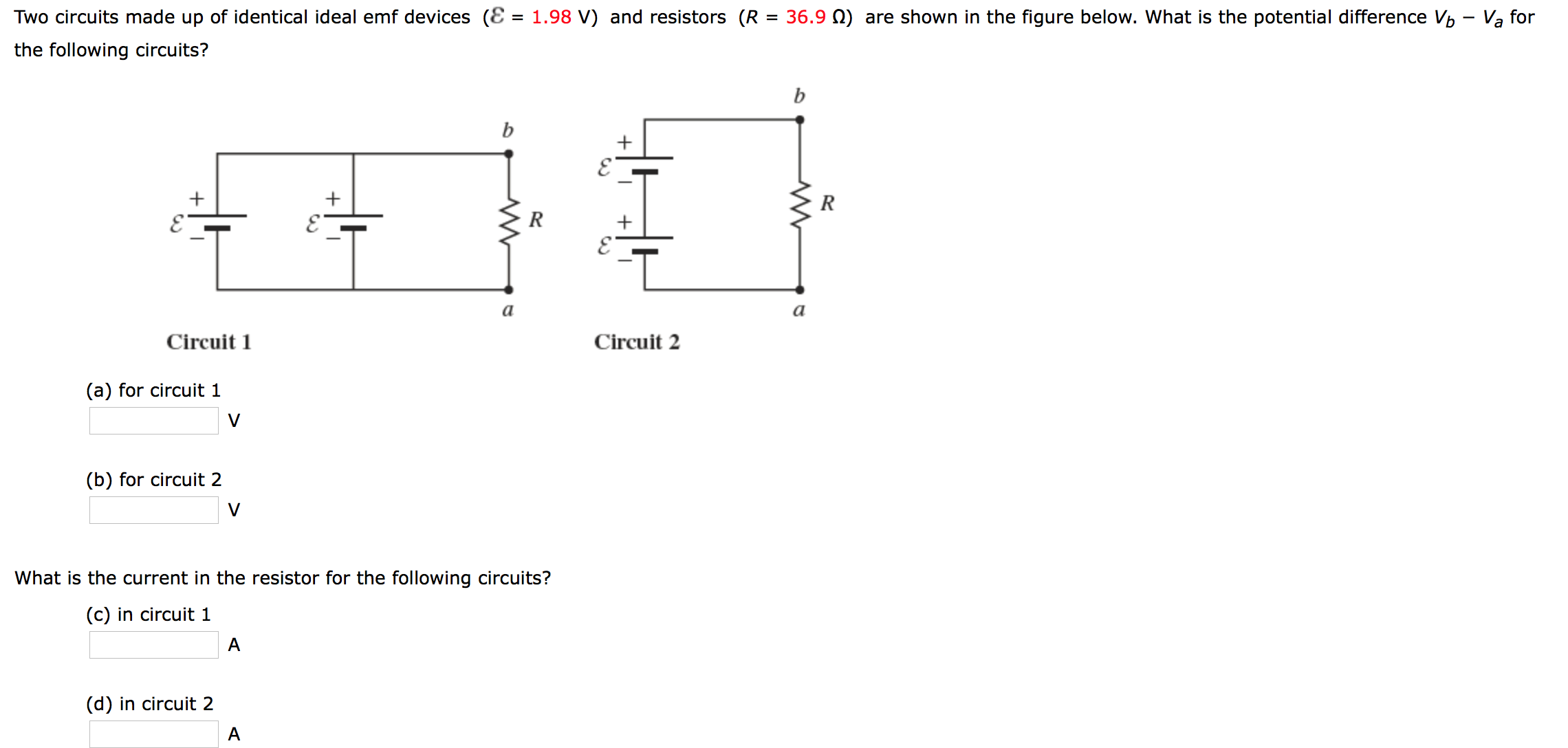 Solved Two circuits made up of identical ideal emf devices | Chegg.com