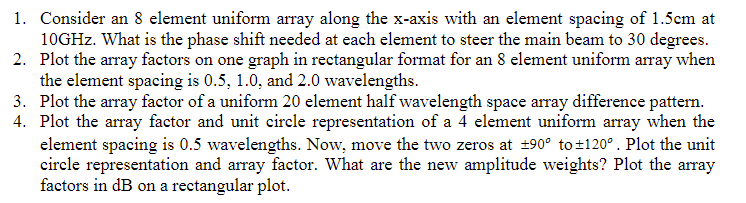 1. Consider an 8 element uniform array along the | Chegg.com
