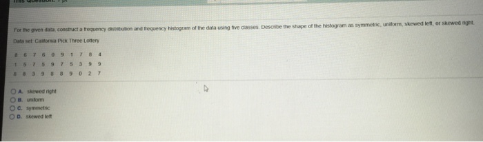 Solved For the given data, construct a frequency | Chegg.com