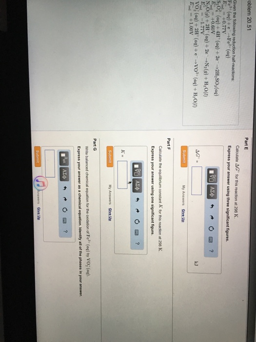 Solved Given The Following Reduction Half Reactions