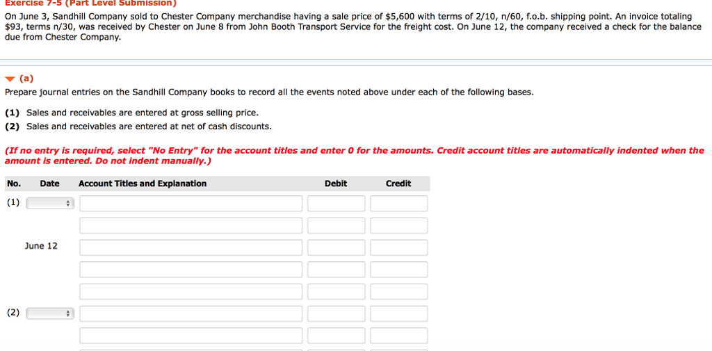 Solved Exercise 7-5 (Part Level Submission On June 3, | Chegg.com