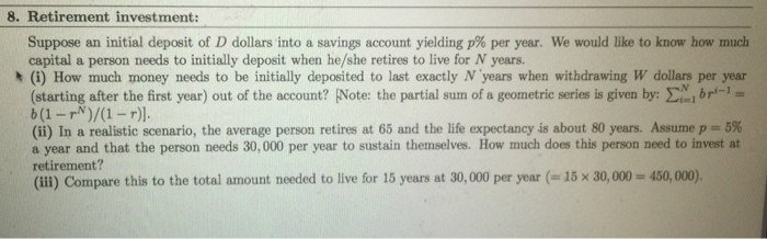 Solved Suppose an initial deposit of D dollars into a | Chegg.com
