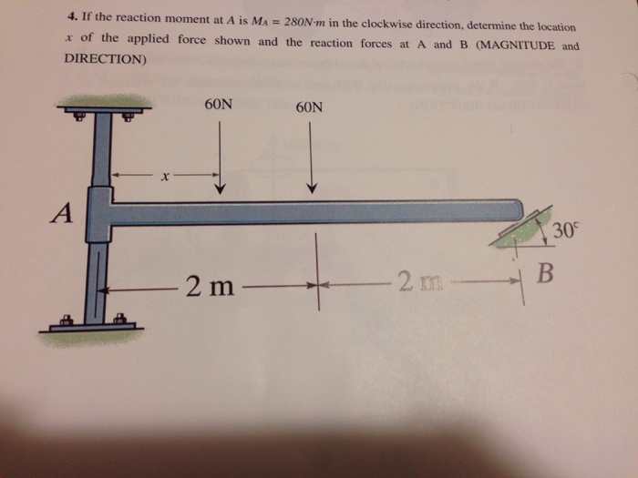 Solved If the reaction moment at A is M_A = 280N m, in the | Chegg.com
