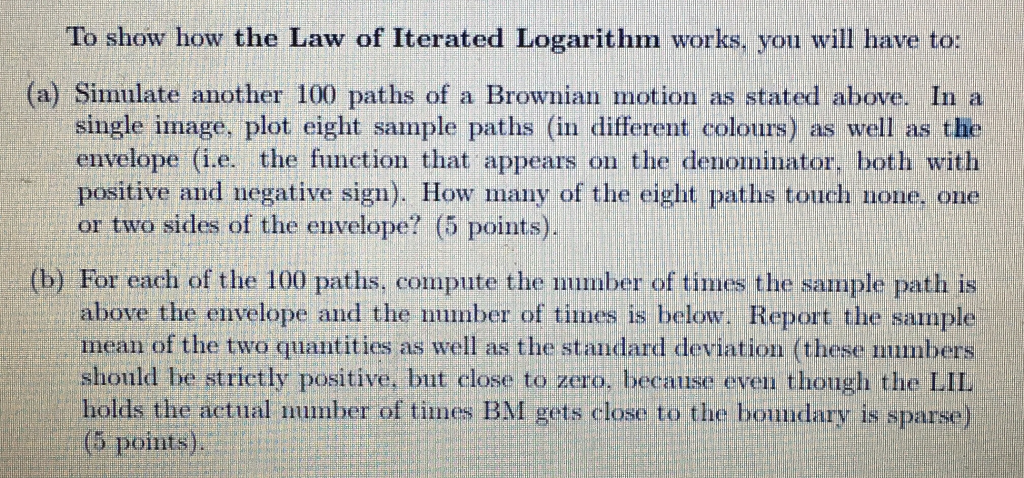 To show how the Law of Iterated Logarithm works, you | Chegg.com