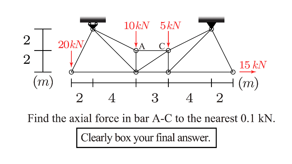 Solved Find the axial force in bar A-C to the nearest 0.1 | Chegg.com