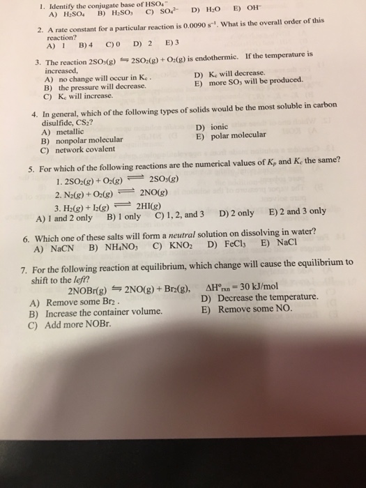 Solved Identify the conjugate base of HSO_4^- H_2SO_4 | Chegg.com
