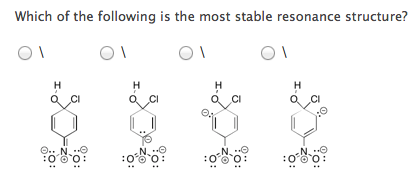 Solved Which of the following is the most stable resonance | Chegg.com