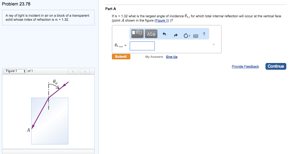 Solved Problem 23.78 A ray of light is incident in air on | Chegg.com