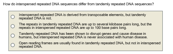 Solved How do interspersed repeated DNA sequences differ | Chegg.com