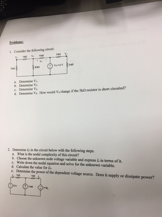 Solved Consider the following circuit. Determine V_1, | Chegg.com