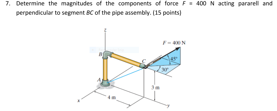 Solved Determine the magnitudes of the components of force F | Chegg.com