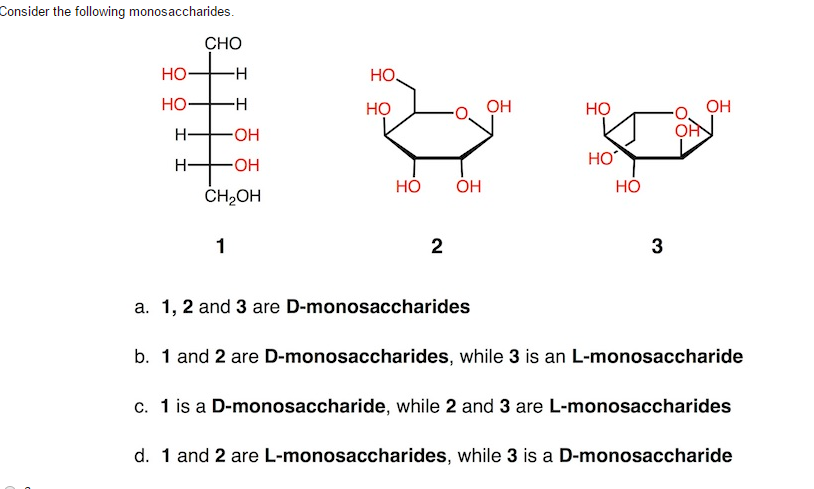 Solved Consider the following monosaccharides a. 1, 2 and 3 | Chegg.com
