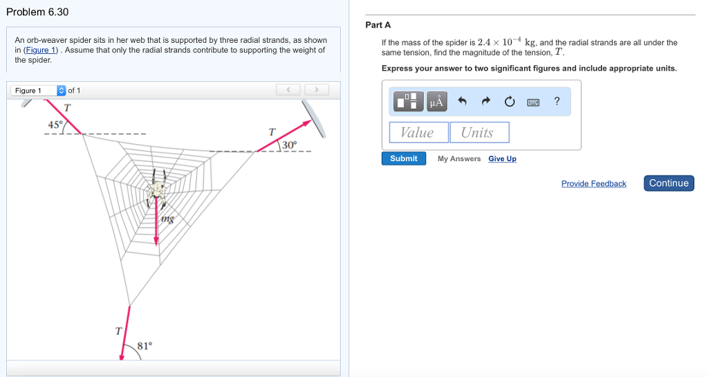 Solved Problem 6.30 Part A An orb-weaver spider sits in her | Chegg.com