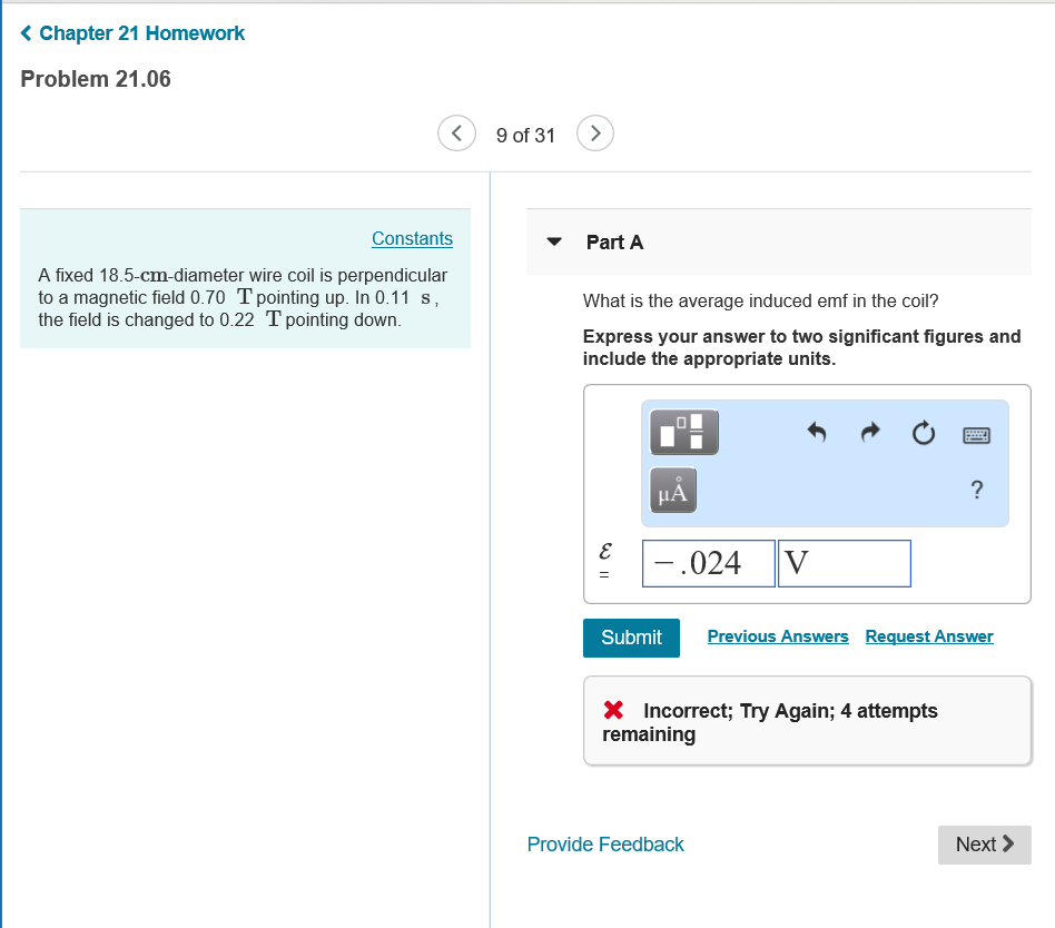 Solved Chapter 21 Homework Problem 21.06 9 of 31 > Constants | Chegg.com