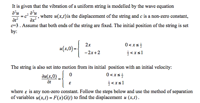 Solved It is given that the vibration of a uniform string is | Chegg.com