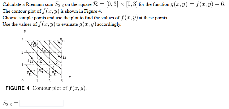 Solved Calculate a Riemann sum S3,3 on the square R = [0,3] | Chegg.com