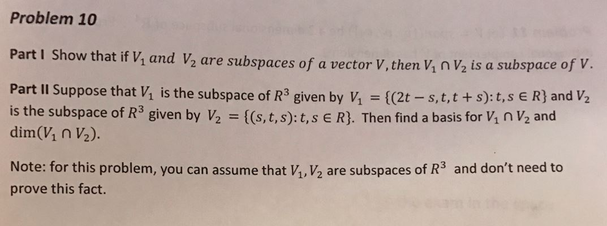 Solved Show that if V_1 and V_2 are subspaces of a vector V, | Chegg.com