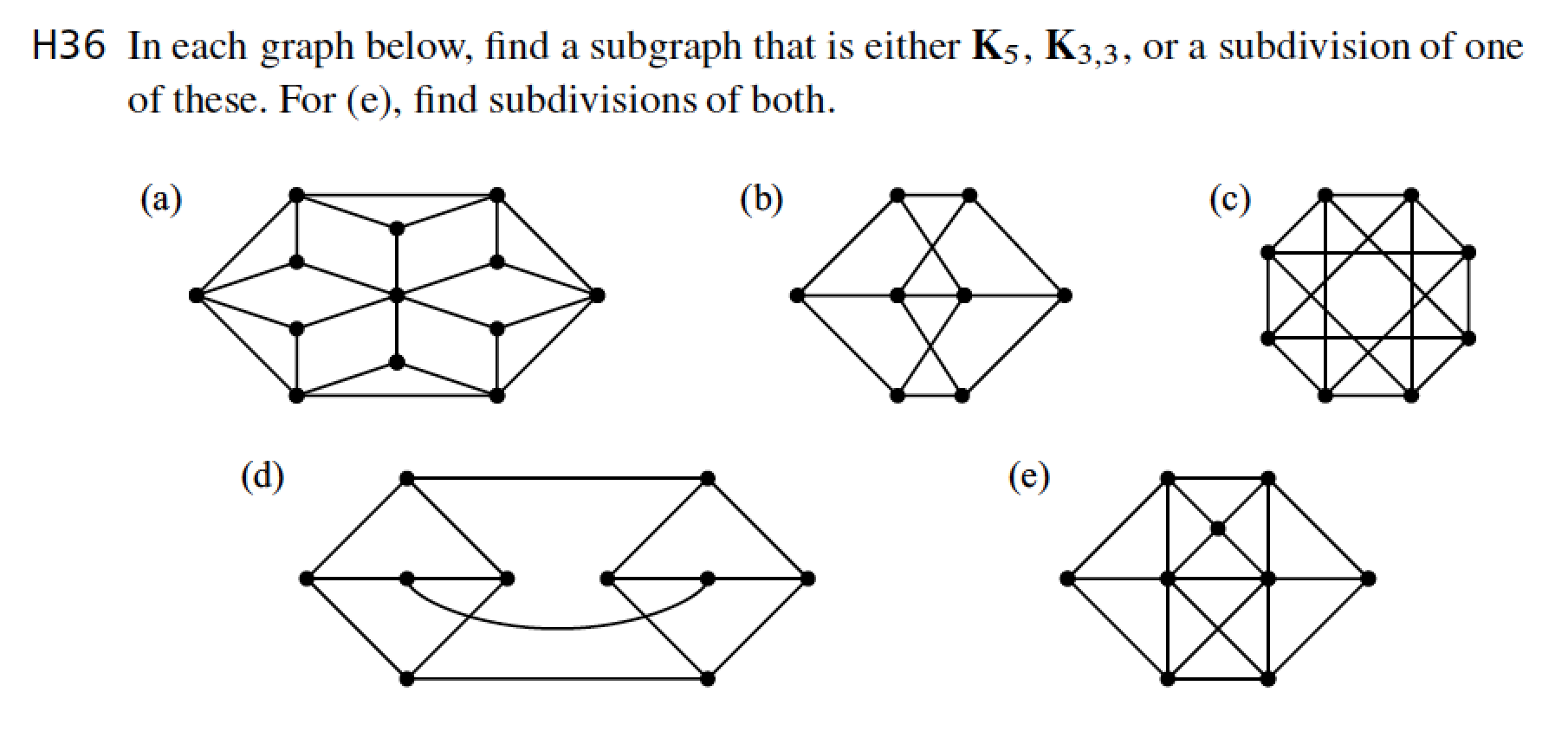 H36 In each graph below, find a subgraph that is | Chegg.com