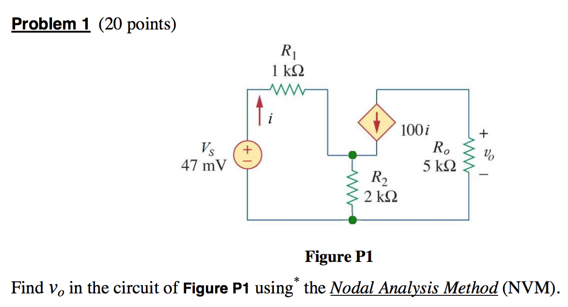 Solved Find vo in the circuit of Figure P1 using* the Nodal | Chegg.com