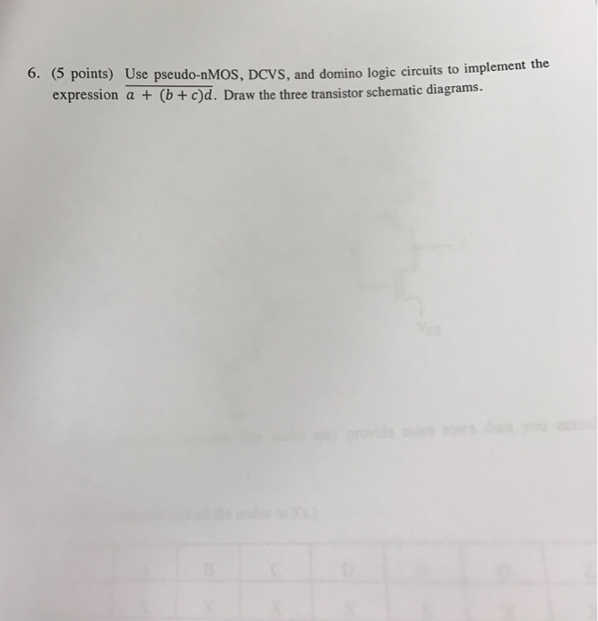 Solved Use pseudo-nMOS, DCVS, and domino logic circuits to | Chegg.com
