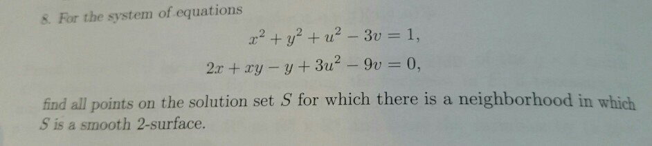 Solved 8. For the system of equations find all points on the | Chegg.com