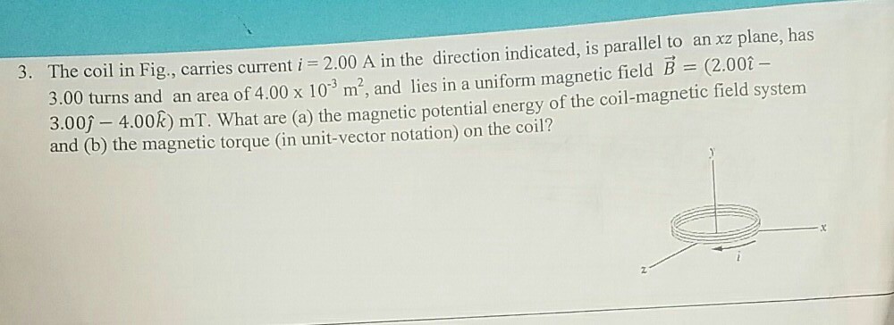 Solved 3. The coil in Fig, carries current i 2.00 A in the | Chegg.com