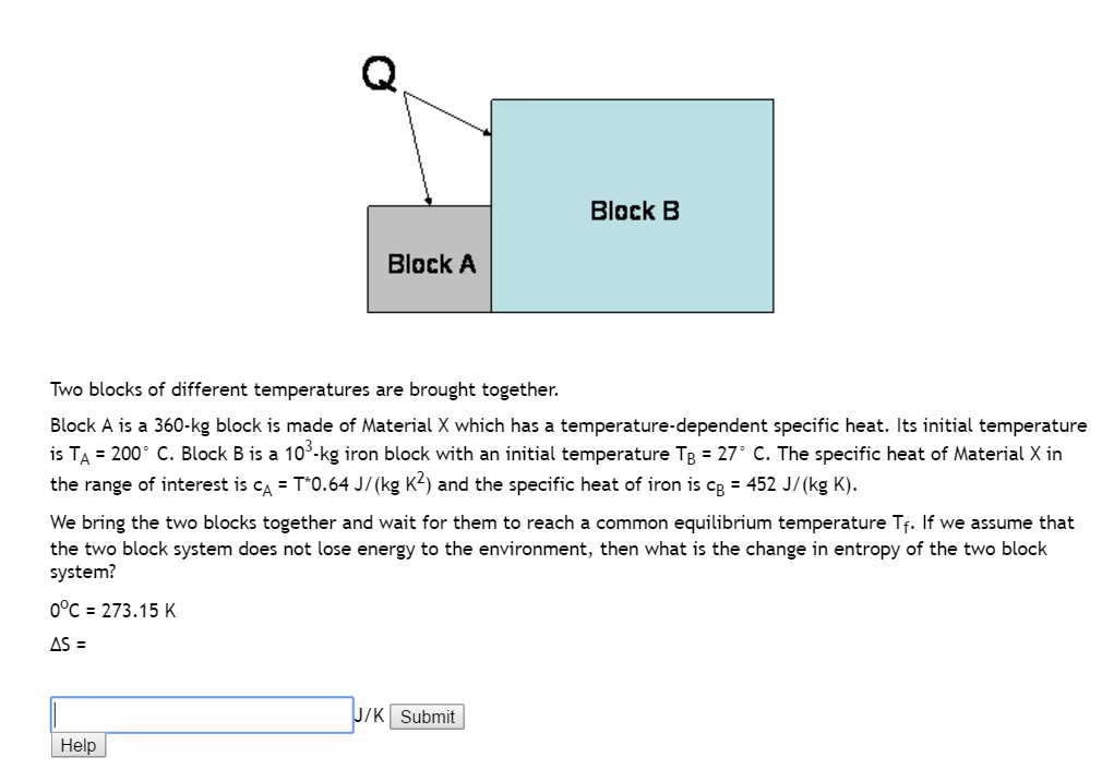 Solved Two blocks of different temperatures are brought | Chegg.com