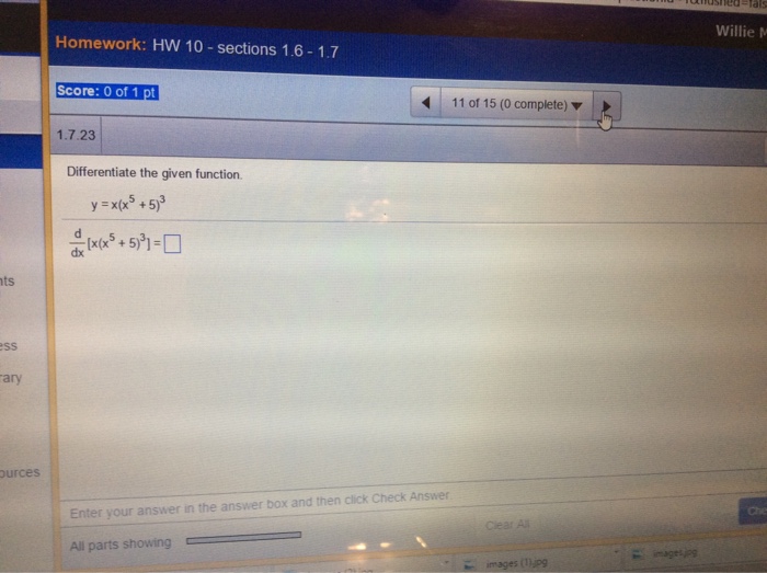 Solved Differentiate the given function. y = x (x^5 + 5)^3 | Chegg.com