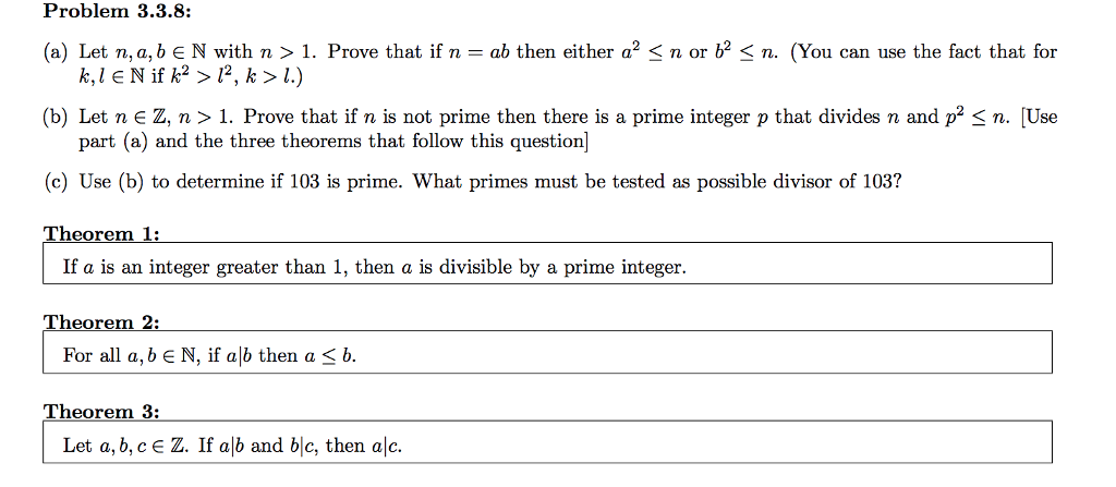 Solved Problem 3.3.8: (a) N with n > 1. Prove that if n-ab | Chegg.com