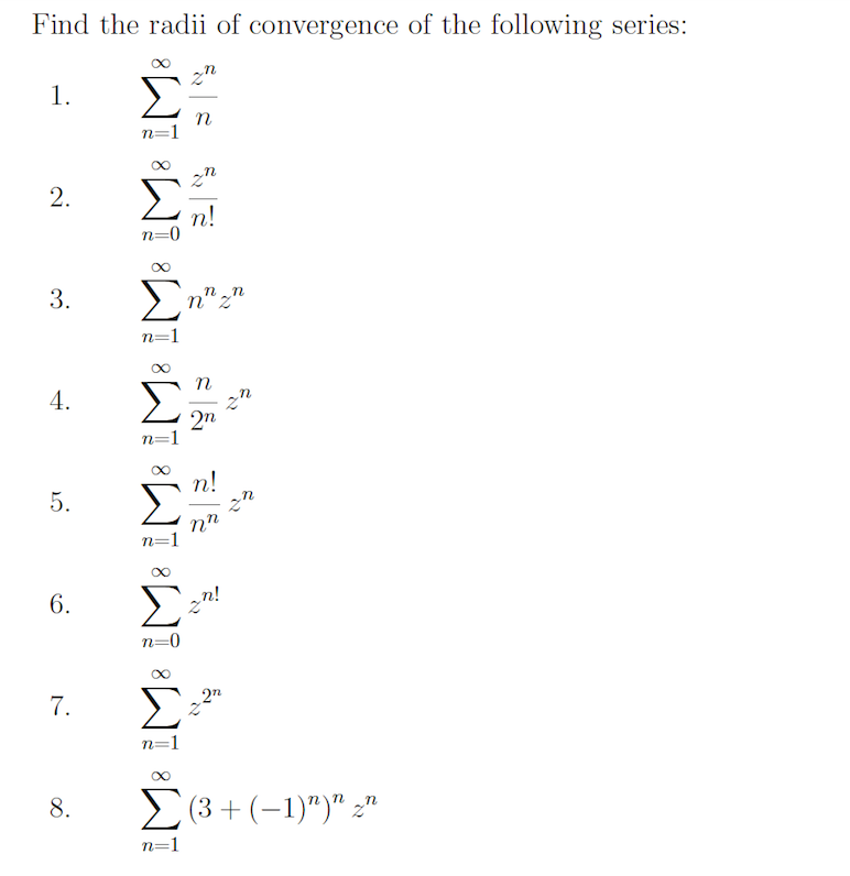 Solved Find the radii of convergence of the following | Chegg.com