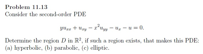 Solved Problem 11.13 Consider the second-order PDE Determine | Chegg.com