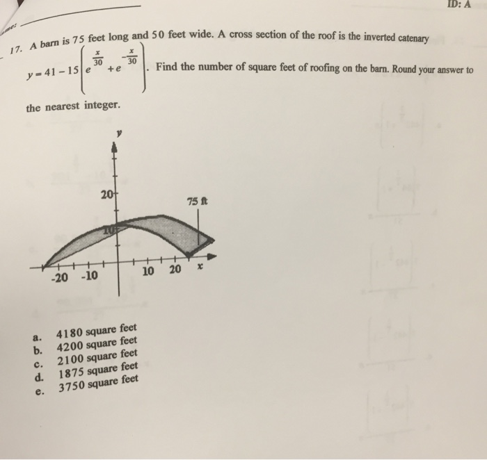 Solved A barn is 75 feet long and 50 feet wide. A cross | Chegg.com