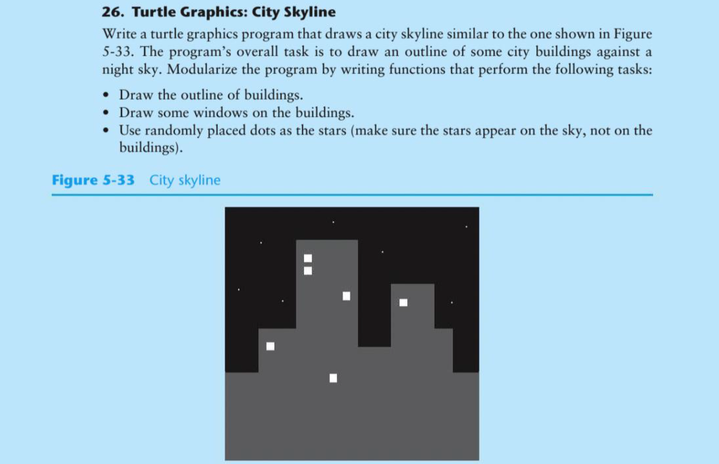 26. Turtle Graphics: City Skyline Write a turtle | Chegg.com