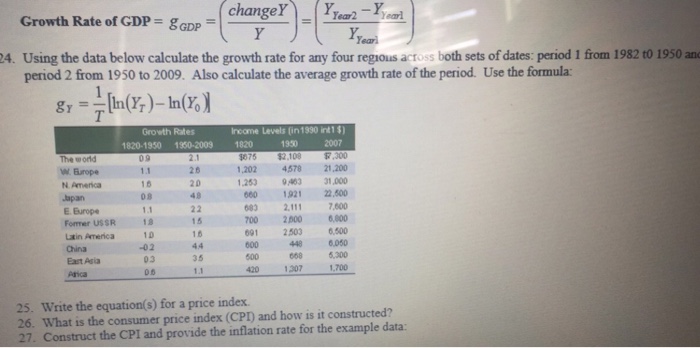 Solved Growth Rate of GDP = g_GDP = [changeY/Y] = [Y_Year2 - | Chegg.com