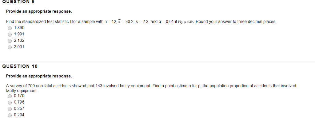Solved Question 9 Provide An Appropriate Response Find The
