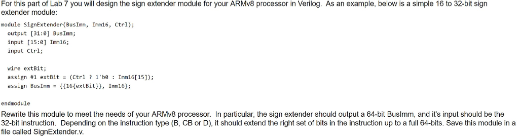 For this part of Lab 7 you will design the sign | Chegg.com