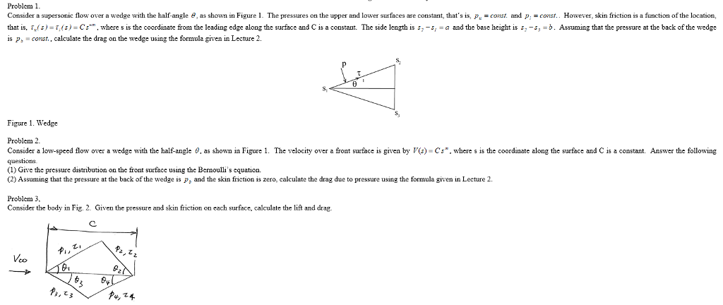Solved Problem 1. Consider a supersonic flow over a wedge | Chegg.com