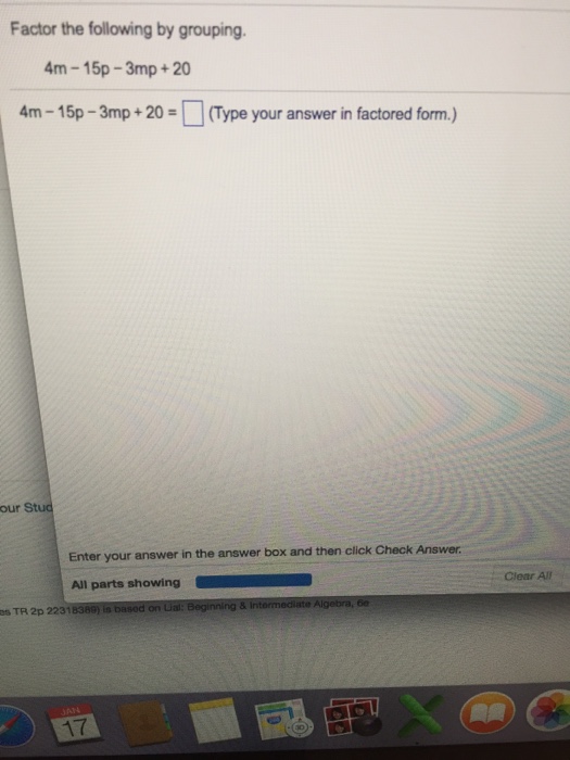 Solved 6.1.89 Factor the following by grouping. 15 3a -5b ab | Chegg.com