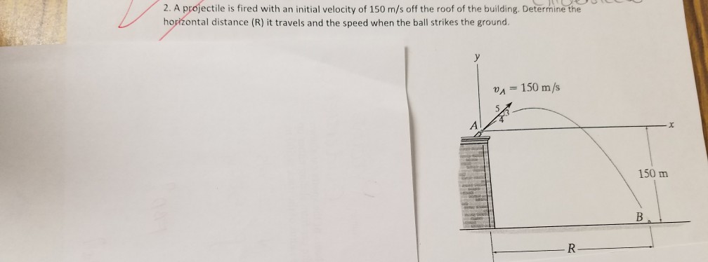 Solved 2. A projectile is fired with an initial velocity of | Chegg.com