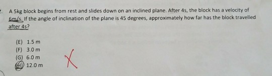 Solved A 5kg block begins from rest and slides down on an | Chegg.com