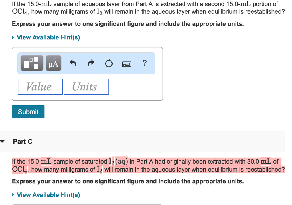 Solved Part B If the 15.0-mL sample of aqueous layer from | Chegg.com