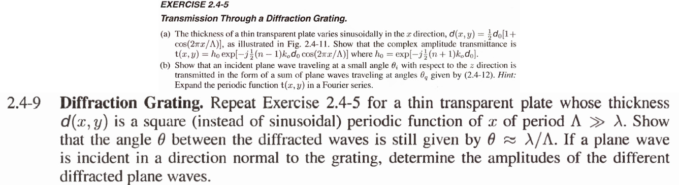 EXERCISE 2.4-5 Transmission Through a Diffraction | Chegg.com